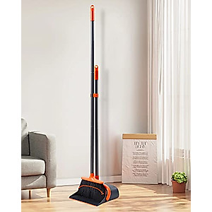 Broom and Dustpan Set, Broom and Dustpan Set for Home, Dustpan with 52" Long Handle Broom Combo Set, Standing Dustpan and Broom Set for Home Kitchen Room Office Lobby Floor Cleaning