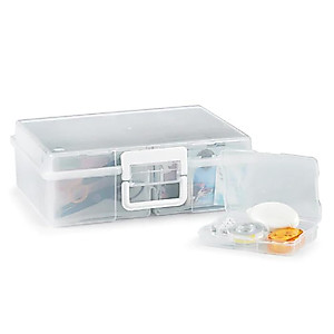 4x6in photo storage box, photo cases and craft keeper with handle,greeting cards organizer kit for Holiday Birthday Get Well Cards Photos, Crafts, Scrapbooking, Paper, Stickers and More(clear)…