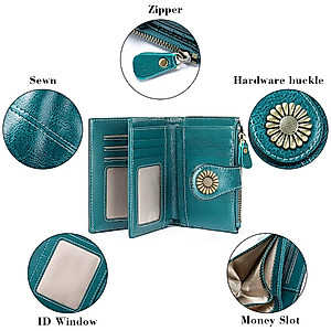 SENDEFN Small Womens Wallet Leather Bifold Card Holder RFID Blocking with Zipper Coin Pocket