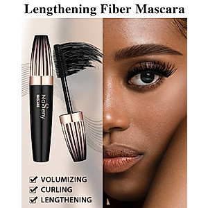 Naseny Waterproof Mascara Black Volume And Length,Liquid Mascara For Lash Extensions,Clear Eyebrow Gel Keep Brows Stay In Place All Day,Brow Freeze Goes a Long Way Creat Full Voluminous Eye Looking
