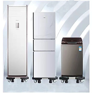 QQUN Washing Machine Base Mini Fridge Stand Multi-functional Movable Adjustable Mobile Roller with 4 Locking Rubber Swivel Wheels and Strong Feet for Machine, Dryer Refrigerator (Grey)