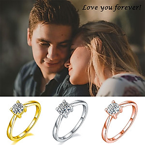 MRENITE 1ct Solitaire Round Moissanite Engagement Ring Solid 10K/14K/18K Yellow Gold Round Cut Moissanite Ring(D Color VVS1 Clarity)