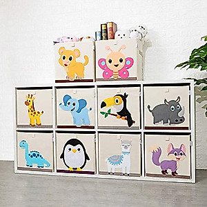 CLCROBD Foldable Animal Cube Storage Bins Fabric Toy Box/Chest/Organizer for Kids Nursery, 13 inch (Llama + Butterfly)