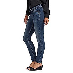 Silver Jeans Co. Women's Suki Mid Rise Skinny Jeans, Med Wash Cool, 34W x 27L