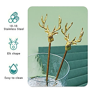 OUKEAI Long handle Iced Tea Spoon 18/8 Stainless steel Mixing scoop Coffee scoop Dessert scoop Fashion moose shape