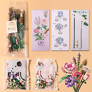 ZIYOSTAR Mini Bricks Flower Bouquet Building Sets, Artificial Flowers, DIY Unique Decoration Home, 547 Pieces Botanical Collection for Ages 8-12 yrs Old Girl for Gift (Not Compatible with Lego Set)