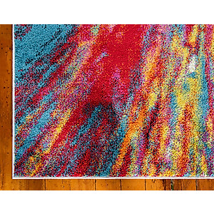 Unique Loom Lyon Collection Modern Abstract Tie-Dye Fireworks Area Rug, 9 x 12 Feet, Multi/Blue