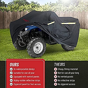 Badass Moto Camo Heavy-Duty, Triple-Waterproof 4 Wheeler Cover – ATV Cover Four Wheeler. Durable Camouflage Quad Cover. ATV Gifts. EZ Access Zipper, Vents. Medium 85"