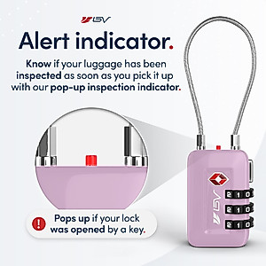 TSA Accepted Luggage Travel Lock, Set-Your-Own Combination Lock for School Gym Locker, Luggage Suitcase Baggage Locks, Filing Cabinets, Toolbox, Case (Purple, 2 Pack)