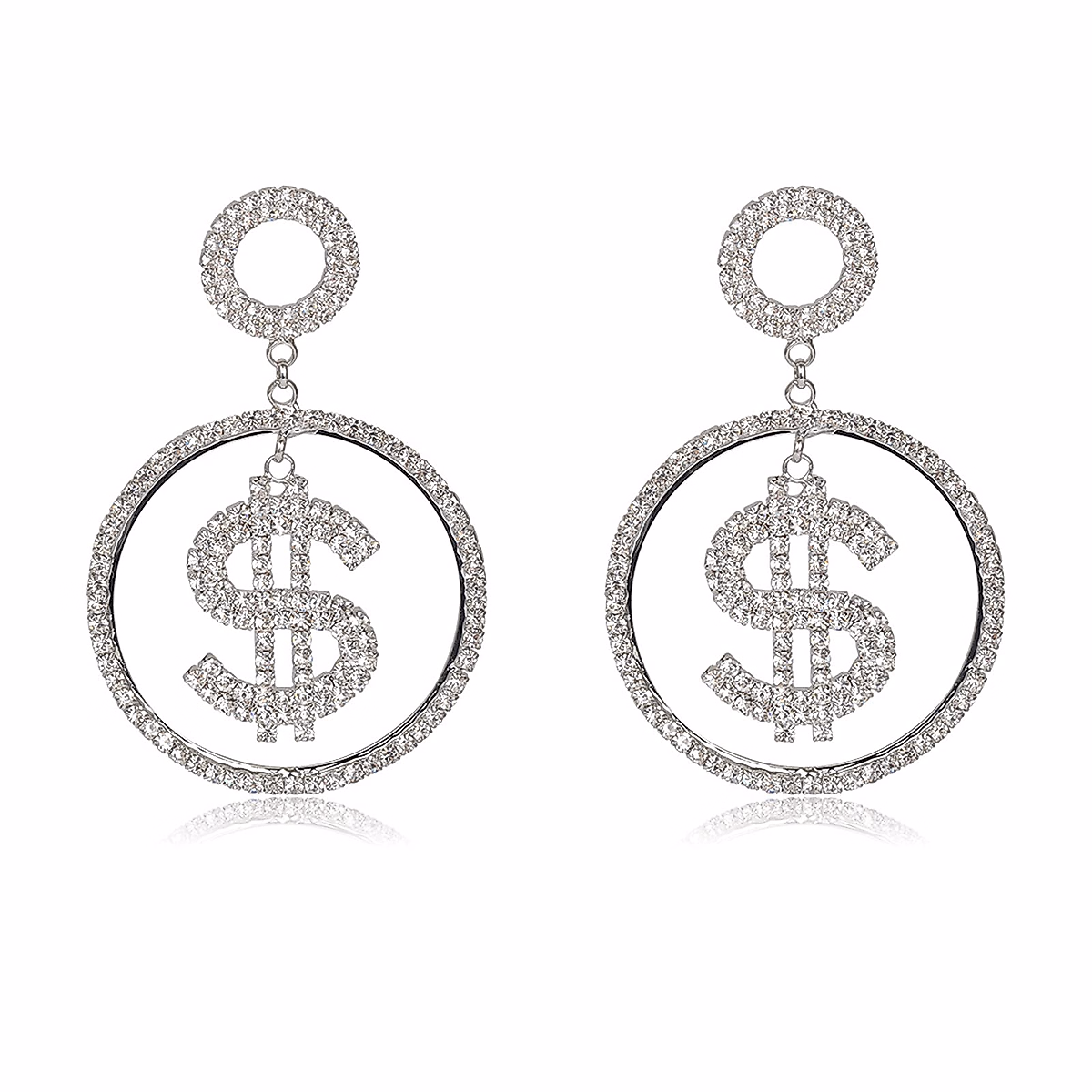 Crystal Dollar Stud Earrings for Women Dollar Money Sign Earrings Statement Wealth Earrings Set