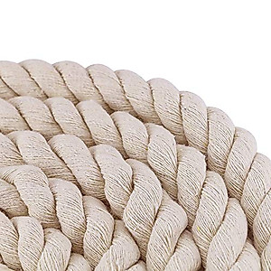 Faxco 10ft Natural Twisted Cotton Rope Strong Triple-Strand Rope for Sports, Crafts, Indoor Outdoor Use Tug of War Rope