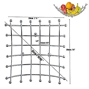 YYTONG Fruit Basket, Fashion Creative Fruit Bowl for Kitchen Counter Used as Bread Basket, Vegetable Basket, Produce Basket, Durable Steel Fruit Stand Storage & Organizer (Silver)