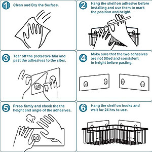 *m·kvfa* 2Pcs Shower Caddy No Drilling Adhesive Wall Mounted Stainless Steel Bathroom Shelf Storage Organizer Bath Shelf, Strong and Sturdy for Bathroom Kitchen