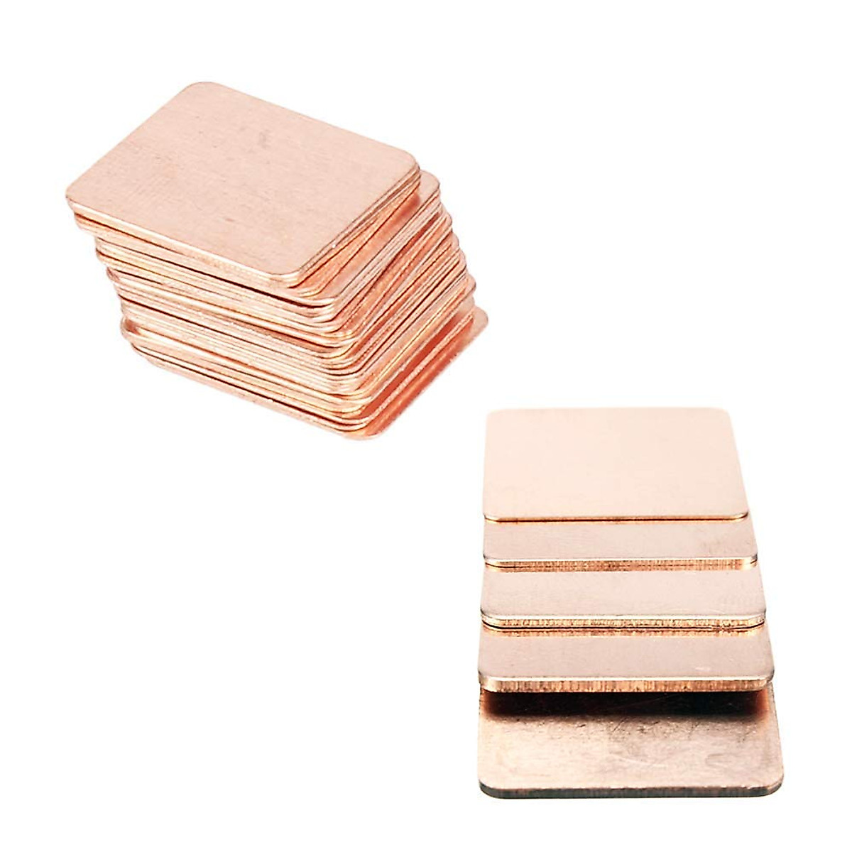 Easycargo 100pcs 12 sizes 15mm Copper Pad Shim Kit, Pure Copper Heatsink C1100, Low Profile Thermal Plate Cooler for Cooling PC Laptop GPU CPU IC Chips VGA RAM VRAM VRM PS5 M.2 SSD NVMe 2280 2242 2230