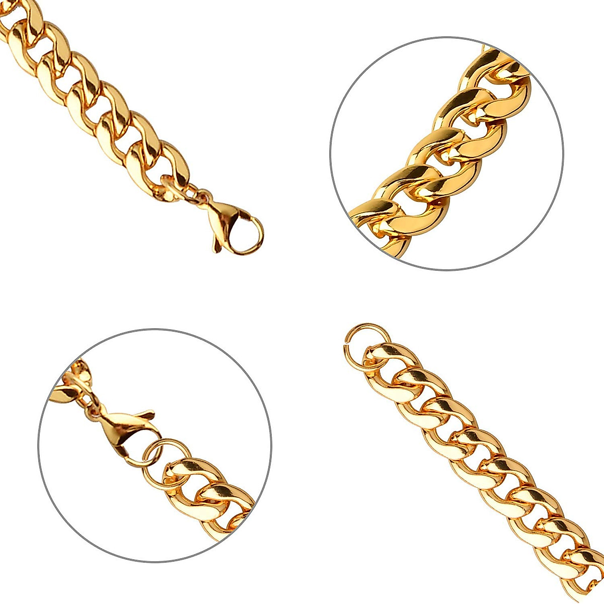 Gold Chain, 24" Gold Necklace, Fake Gold Chain for Men, Feel Real Solid 18k Gold Plated Fake Chain Necklace 24 Inch 10MM