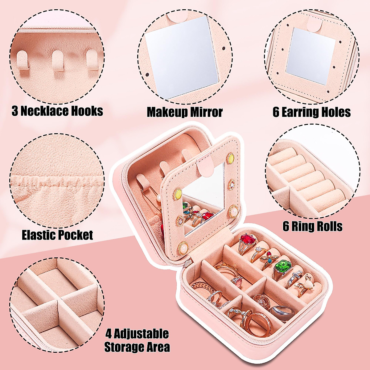 Buouforau Birthday Travel Jewelry Case Gifts for Women, Bestie, Small Jewelry Box Gifts for Bff, Birthday Gifts for Female Friends, Personalizedl Mini Jewelry Box Gifts -Initial B