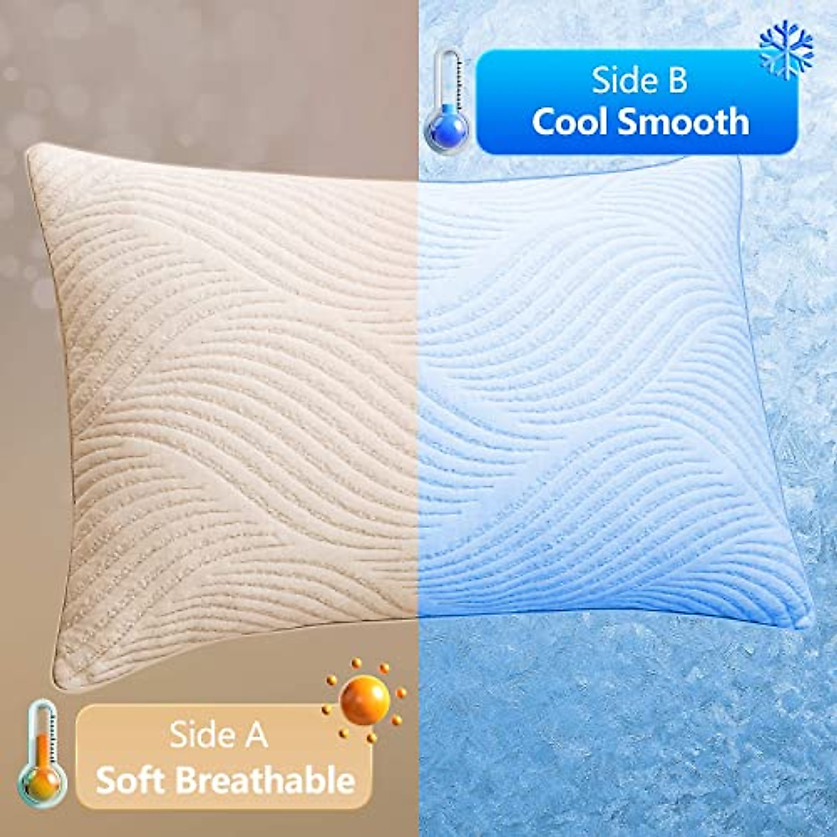 Smilereve Pillows Queen Size Set of 2 Cooling Memory Foam Pillows for Sleeping Adjustable Firm Pillow for Back and Side Sleeper
