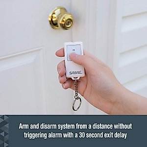SABRE Home Security System with Remote, 125dB Alarm, Audible Up to 850 Feet (259 Meters), Wireless, Comes with 1 Motion Sensor Alarm, 2 Door or Window Alarms and 1 Remote Key Fob, Home and Away Modes