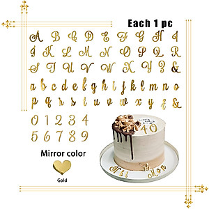 Acrylic Alphabet Number Cake Topper DIY Personalized Name Cupcake Toppers with A-Z Letter 0-9 Number Happy Birthday Sets for Custom Wedding Cake Decorations Baby Shower Party Supplies (Style1 Gold)