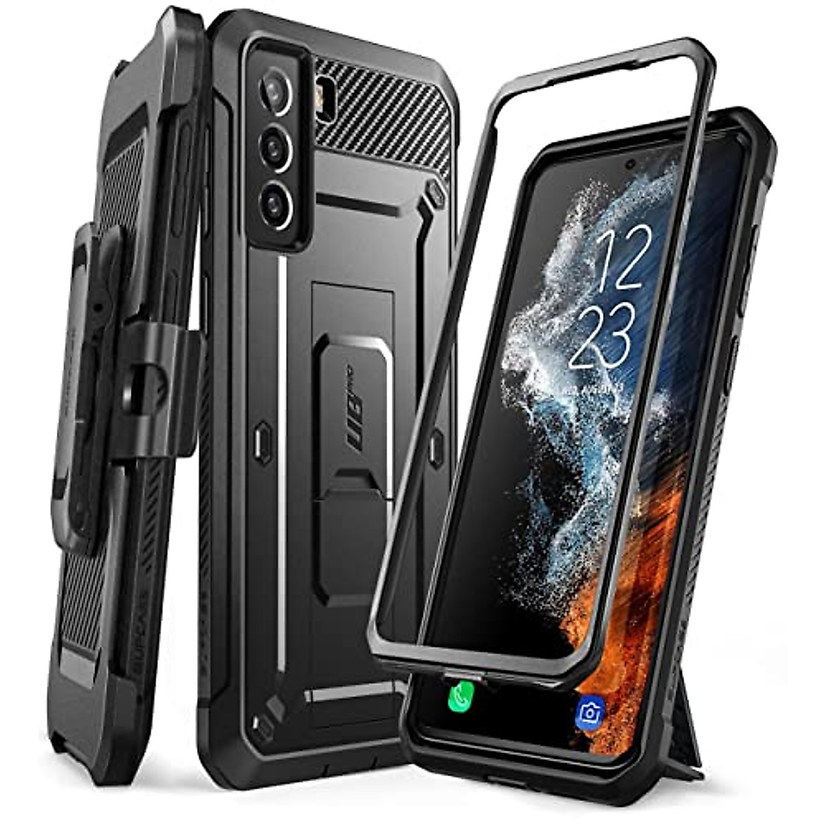 SupCase Unicorn Beetle Pro Series Case for Samsung Galaxy S22 5G (2022 Release), Full-Body Dual Layer Rugged Belt-Clip & Kickstand Case Without Built-in Screen Protector (Black)
