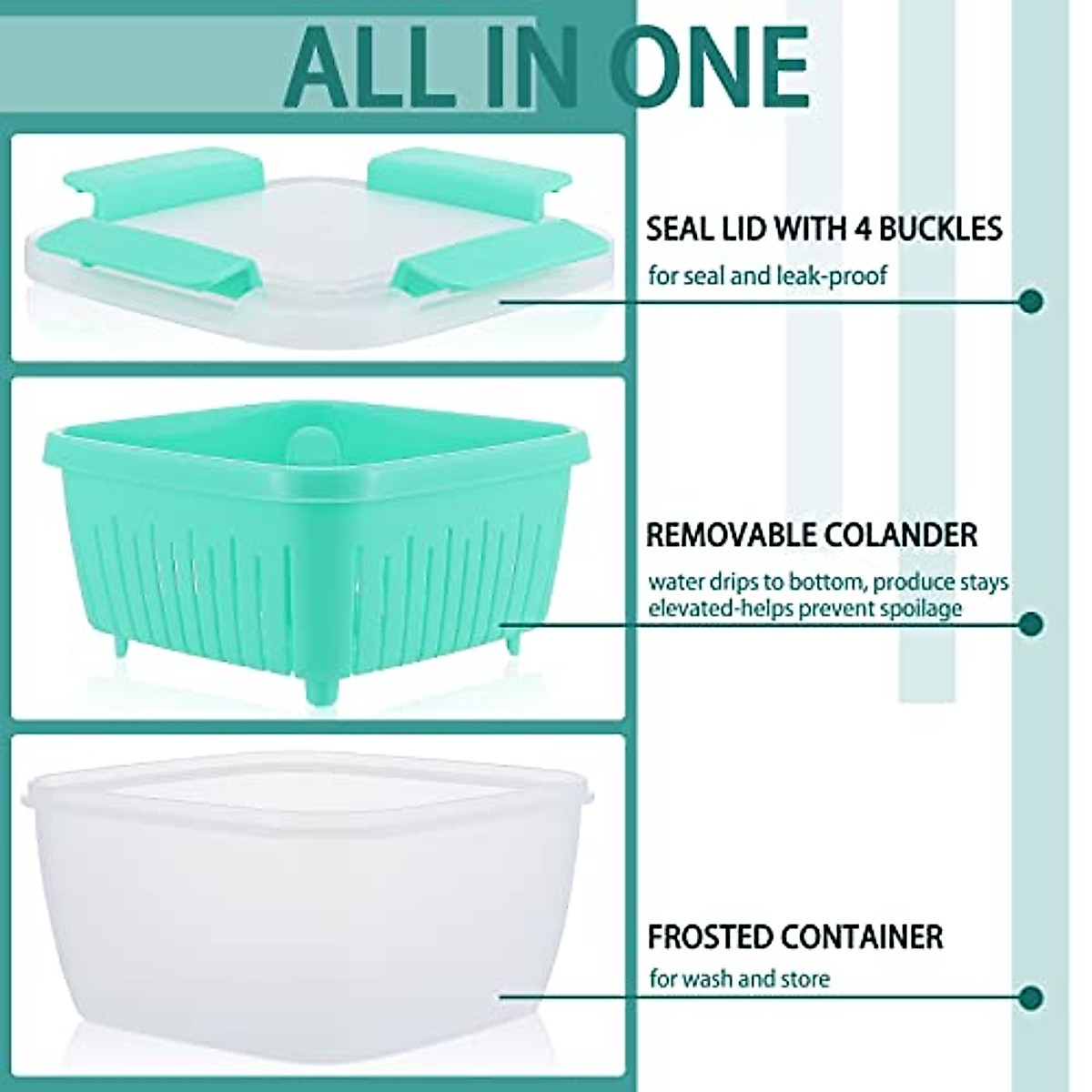 2Pcs 1.5L/50oz Berry Basket Berry Bowl Fruit Strainer Container with Lid Berry Container Box Keep Fruit and Vegetables Fresh for Fridge Storage Picnic Carry Produce Saver Food Blueberries(Green, Pink)