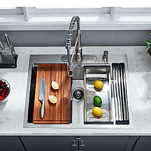 EcoChannels Kitchen Sink, 25 x 22 Inch Drop in Kitchen Sink Stainless Steel Topmount Kitchen Sink Workstation Sink Single Bowl