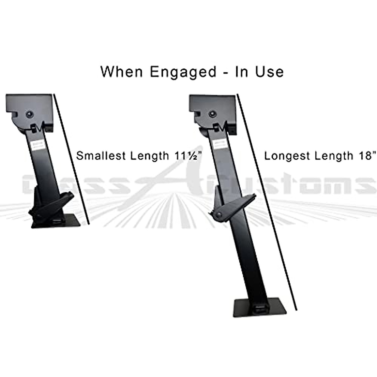 Class A Customs | Pair of Telescoping Trailer Swing Down Stabilizer Jacks (1000lb Capacity Each) 11.5"-18" | Includes 9" Long Bar/Crank
