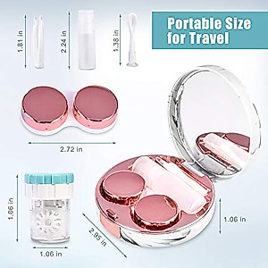 Contact Lens Travel Kit with Cleaner Washer, Portable Contact Box with Mirror Tweezers Remover Tool Solution Bottle for Daily Outdoor