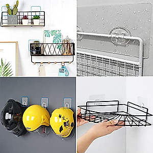 KFZDCG 12 Pack Shower Caddy Adhesive Hooks Replacement, Sticker Shelf Basket Strips Suction Hooks Waterproof Transparent Hooks, No Drilling Wall Adhesives Hook for Shower Caddy(3 Styles)