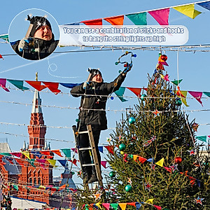 Amyhill 4 Pcs Multi Purpose Plastic Utility Hook Screw on Extension Pole Attachments Handy Twist Pole Hook with Standard Threading for Hanging Bird Feeders Broom Handles Christmas Tree Lights