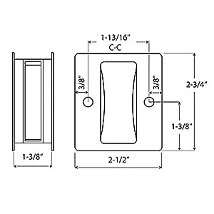 HOMOTEK Privacy Pocket Door Pull Without Switch Plate - Replace Old Or Damaged Passage Sliding Door Pull No Lock Quickly and Easily, 2-3/4”x2-1/2”, for 1-3/8” Thickness Door, Brushed Nickel