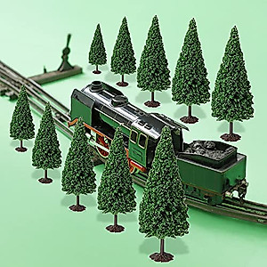 Model Cedar Trees 10PCS Train Scenery Landscape Pine Miniature Diorama Trees Mixed Model for Road Architecture Building DIY Decoration Gift (10)