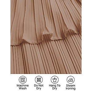 ZESICA Women's 2025 Long Sleeve Crew Neck Ruffle Tiered Layered Chiffon Flowy Swing 2025 Long Midi Dress,Khaki,Small