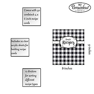 Shannon Road Gifts Classic Kitchen Recipe Binder with Plastic Page Protectors and Recipe Cards, 8 x 9-Inches, Black & White Checker