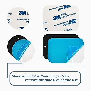 GDMINLO Mount Metal Plate（4Pack） for Magnetic Car Mount Phone Holder with Full Adhesive for Phone Magnet, Magnetic Mount, Car Mount Magnet（2 Rectangle and 2 Round）