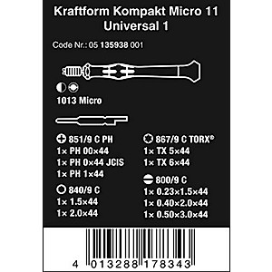 Wera Tools 05135938001 KRAFTFORM MICRO/11 BIT Set Handle and Inter-Change Blades, One Size, Multi