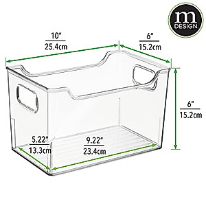 mDesign Deep Plastic Storage Organizer Container Bin, Game and Comic Organization for Cabinet, Cupboard, Playroom, Shelves, or Closet - Holds Video Games, Tablets, DVDs, or Controllers, 4 Pack, Clear