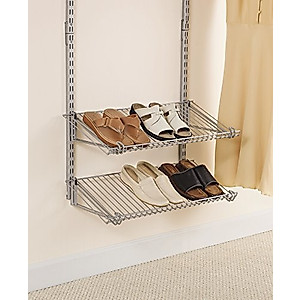 Rubbermaid Configurations Deluxe Closet Kit, Titanium, 4-8 Ft. & Configurations Shoe Shelf, Titanium, Closet Space Saving Shoe Organization
