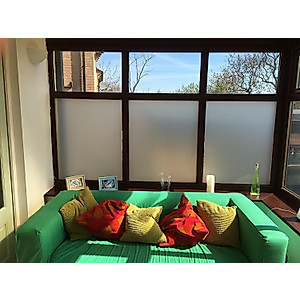 DUOFIRE Window Privacy Film Natural Frosted Glass Window Film Static Cling No Glue Anti-UV Window Cling Privacy Film Non Adhesive for Office Meeting Room Bathroom Living Room 17.4in. x 78.7in. S001