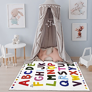 Luxixiry ABC Alphabet Kids Rug, Cotton Soft Plush Play Mat for Playroom Bedroom Living Room Playmat Home Décor (White, 31.5"x39")