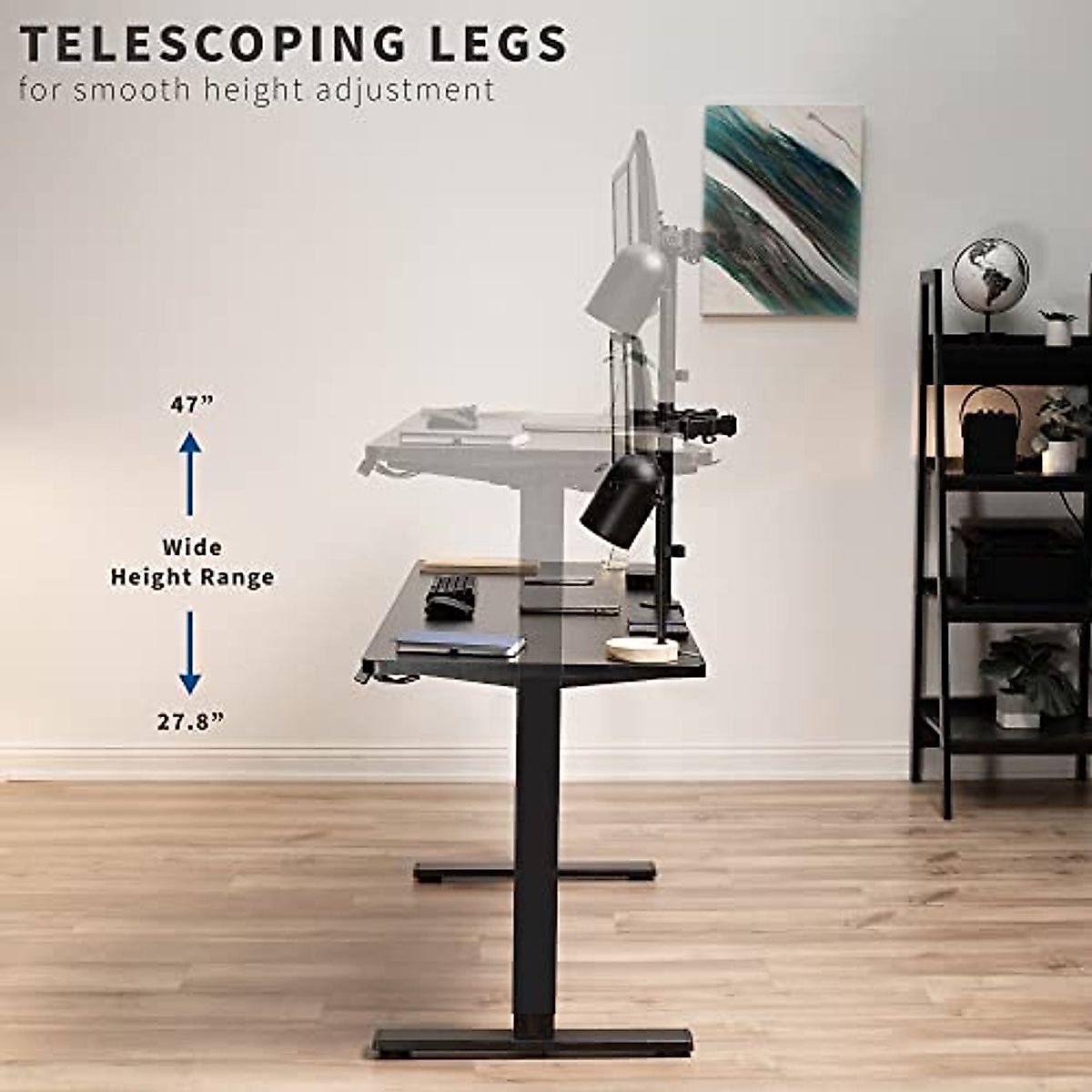 VIVO Electric Stand Up Desk Frame Workstation, Frame Only, Single Motor Ergonomic Standing Height Adjustable Base with Memory Controller, Black, DESK-V100EBY