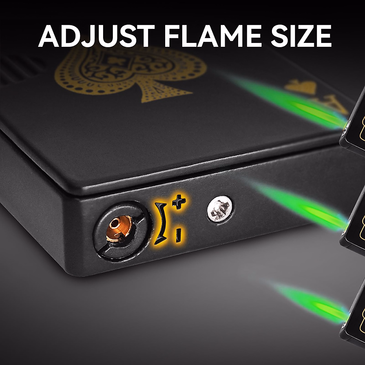 2 PACK Jet Torch Lighter Ace Card Lighter Green Flame Refillable Butane Lighter Ace of Spades Cool Lighter Adjustable Windproof Poker Lighter Playing Cards Pocket Lighter (without Gas)