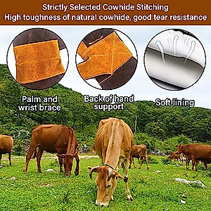 Animal Handling Gloves,Cat Bite Proof Gloves,Leather Welding Gloves For Men And Women,Multipurpose Dog Bite Gloves,Snake & Bird Handling Gloves For Cat Dog Bird Falcon Livestock Snake