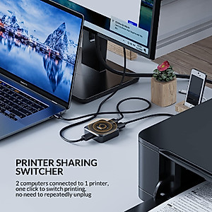 USB 3.0 Switch Selector,iDsonix USB Switcher 1 in 2 Out(2 in 1 Out) Bi-Directional,USB Switch 2 Computers Share 1 Device for Printer,Scanner,Keyboard, USB Sharing Switch with 2pcs A to A 3.3ft Cables
