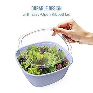 Bentgo® Prep - 1-Compartment Bowls with Custom Fit Lids - Reusable, Microwaveable, Durable BPA-Free, Freezer and Dishwasher Safe Meal Prep Food Storage Containers - 10 Bowls & 10 Lids (Periwinkle)