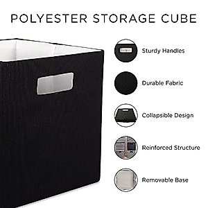 DII Poly-Cube Storage Collection Hard Sided, Collapsible Solid, Large, Black