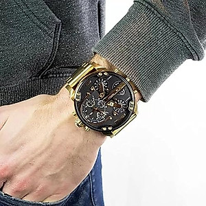 Diesel Men's 57mm Mr. Daddy 2.0 Quartz Stainless Steel Chronograph Watch, Color: Black, Gold (Model: DZ7333)