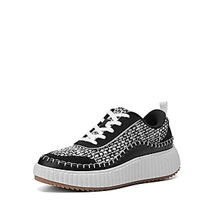 DREAM PAIRS Women Chunky Sneakers Arch Comfortable Casual Platform Fashion Sneaker,Size 8,Black/White,SDFN2379W