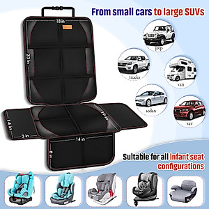 Car Seat Protector, 1 Pack, Thickest Padded 600D Fabric Padding, Waterproof, Durable, Anti Slip Backing, Child Seat Protection, Suitable for Babies, Toddlers, Children（Black 1）