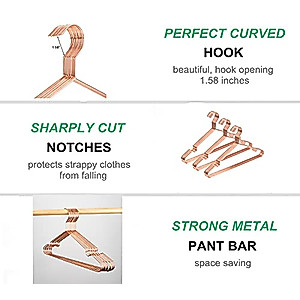 KOOBAY 16.5” Adult Rose Gold Shiny Metal Wire Shirts Coat Clothes Hangers, 30PACK, Clothes Storage Display